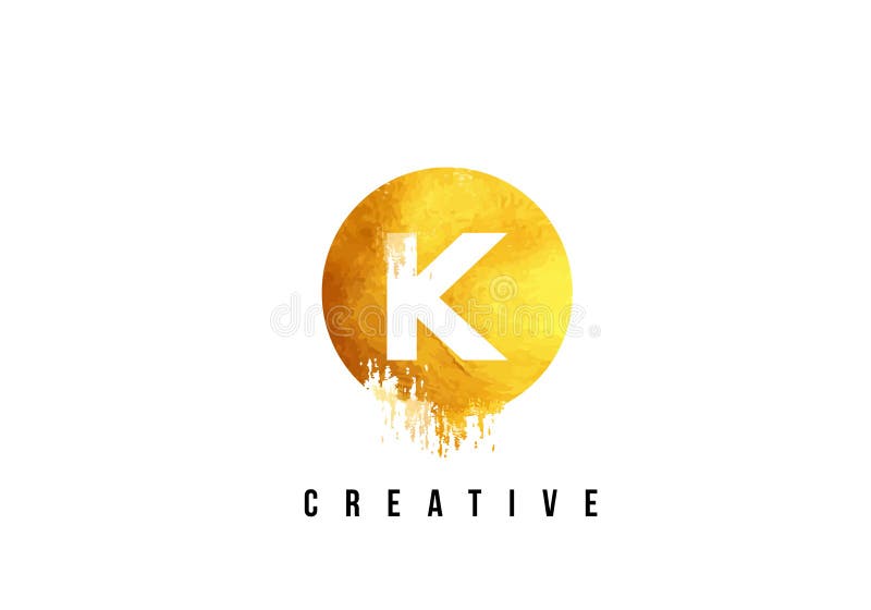 K Gold Letter Logo Design with Round Circular Golden Texture. Stock ...