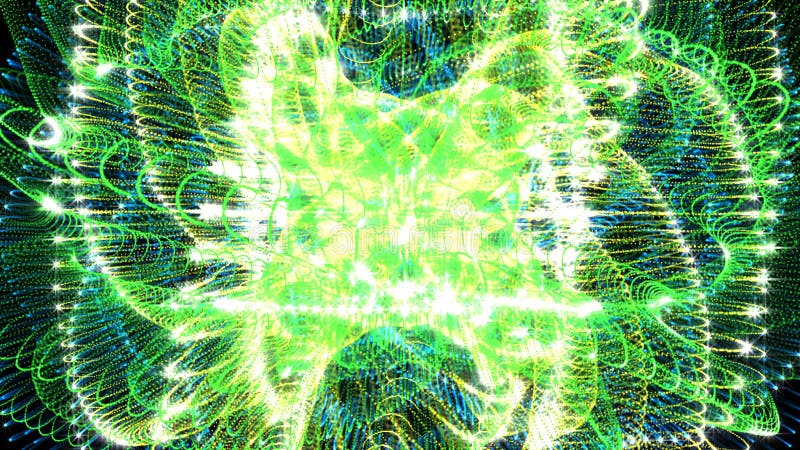 4k Green Light and Particles. Computer Generated Seamless Loop Abstract ...