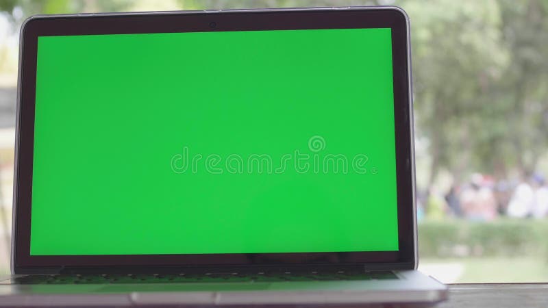 4K Green Screen of Laptop Computer Set on Working Space Stock Video ...
