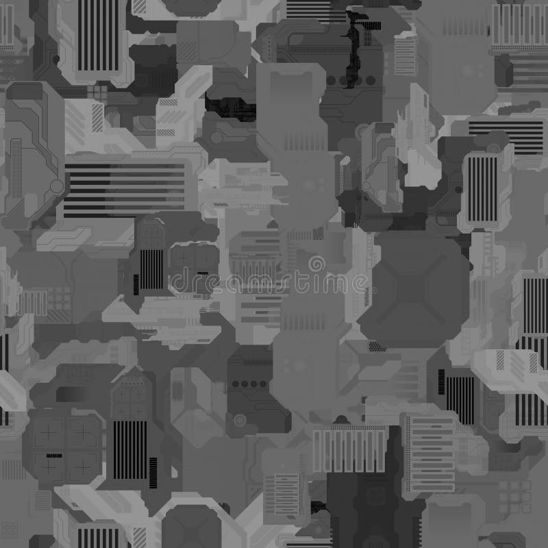 8K Greyscale Tech City Cyberpunk Displacement Map Texture for 3d ...