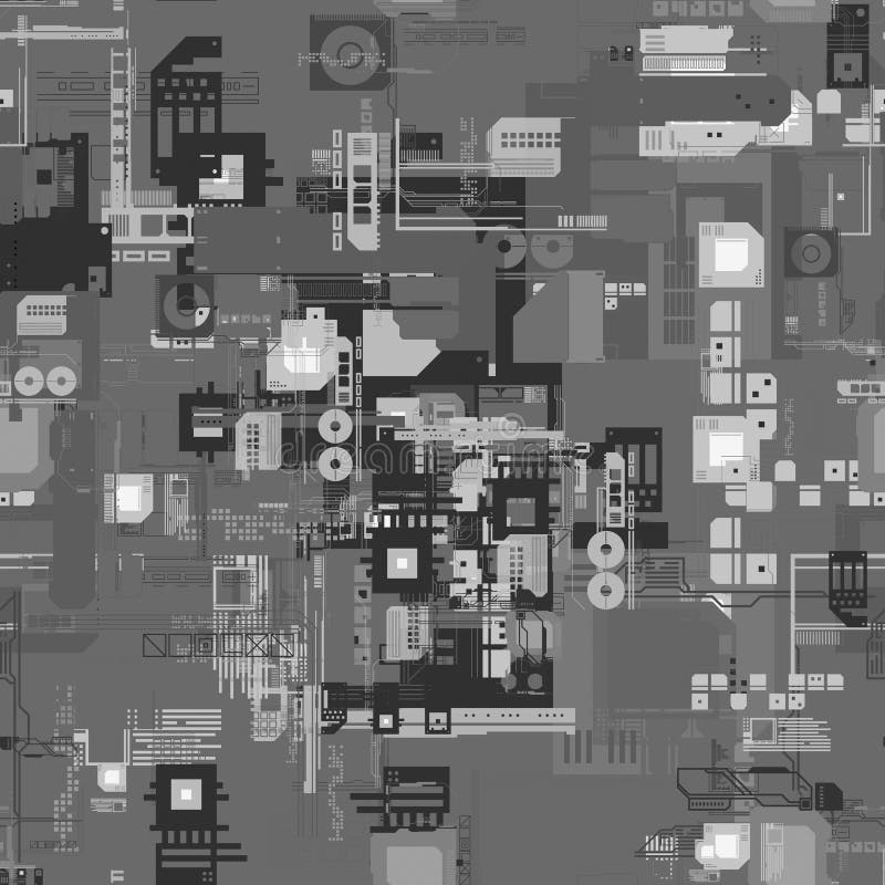 8K Greyscale Tech City Cyberpunk Displacement Map Texture for 3d ...