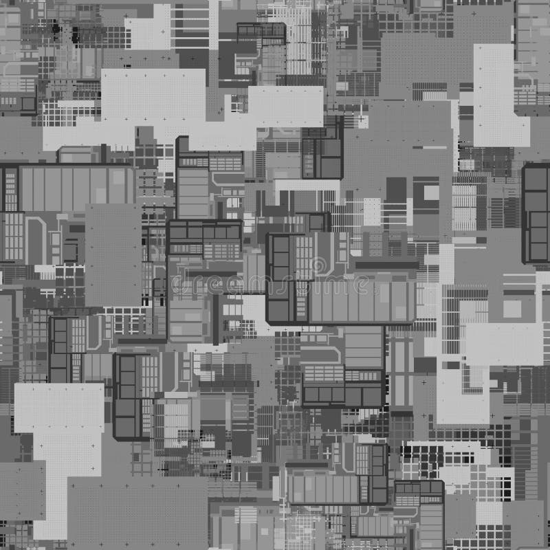 8K Greyscale Tech City Cyberpunk Displacement Map Texture For 3d ...