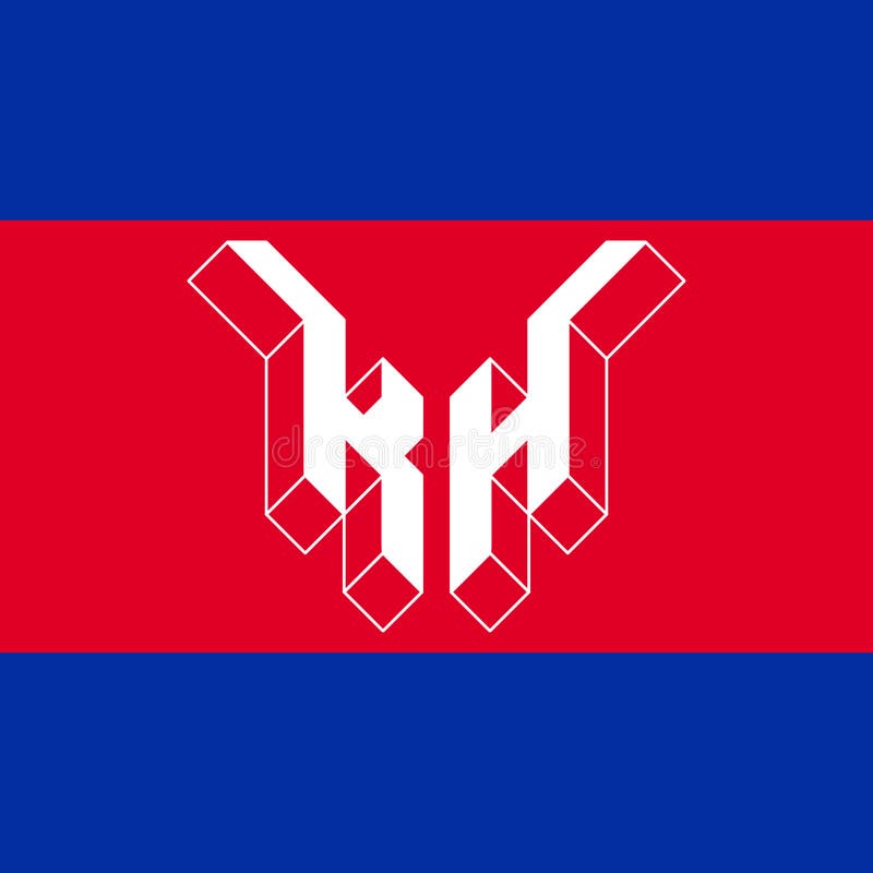 K and H - Monogram or Logotype. Isometric 3d Font for Design. Three ...