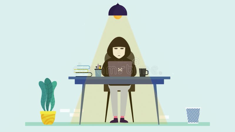 Hacker Man Animation Typing on Laptop Keyboard and Breaking Password.4K ...