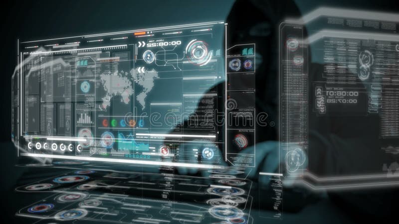 4K Hacker Typing Keyboard with HUD User Interface Code Dark and Grain ...