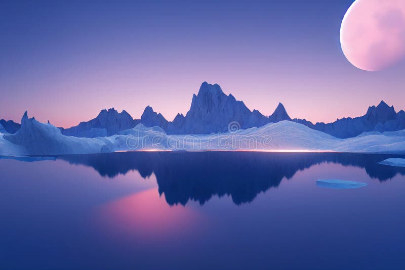 8k HD Moonset Octane Render Stock Illustration - Illustration of colors ...