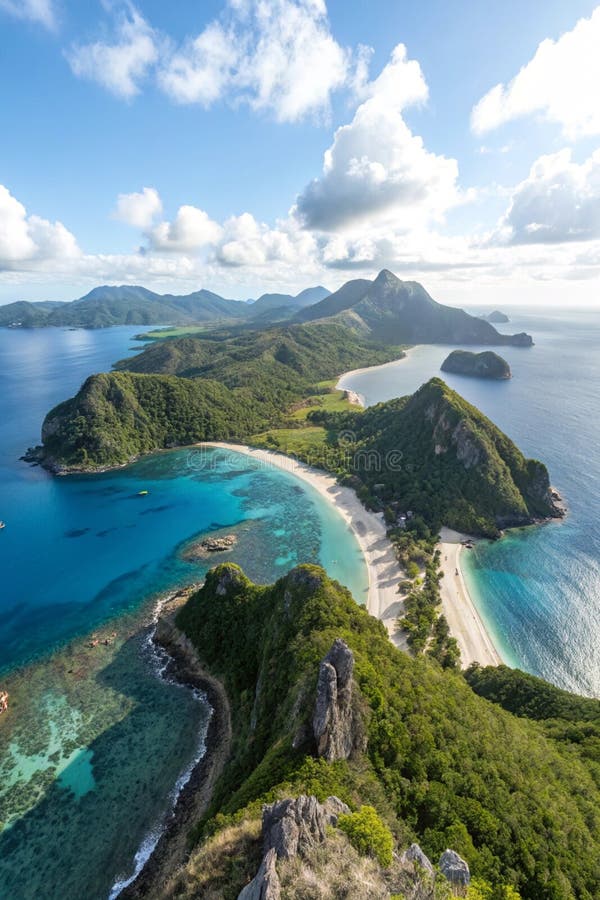 8K HDRI Map: Ocean Landscape with Islands and Mountains Stock ...