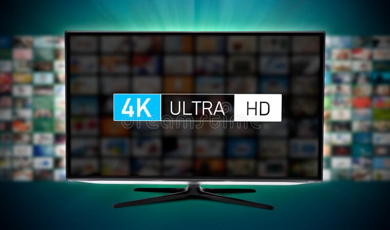 4K High Resolution Television. TV Set with Logo Stock Photo - Image of ...