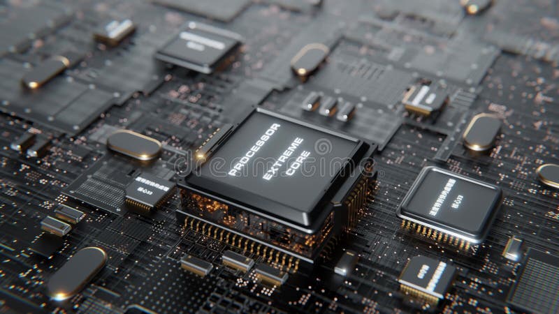 4K High Tech Macrohip with Computer Motherboard Stock Footage - Video ...