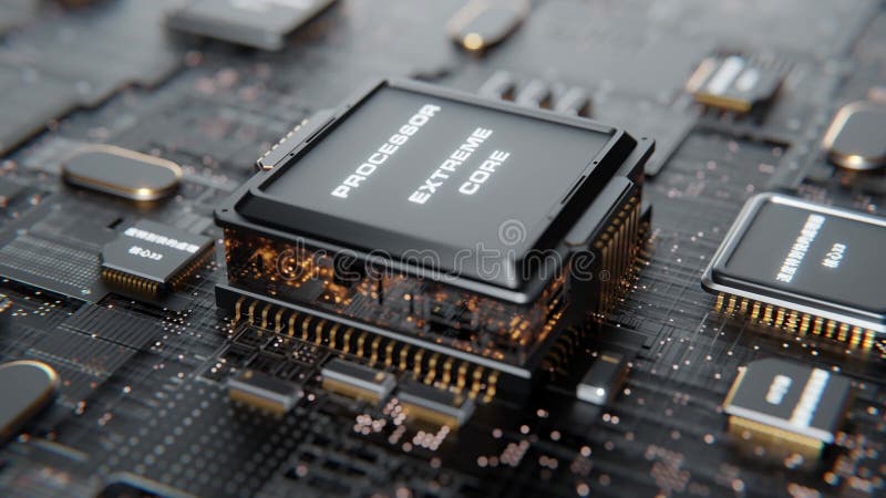 4K High Tech Macrohip with Computer Motherboard Stock Footage - Video ...