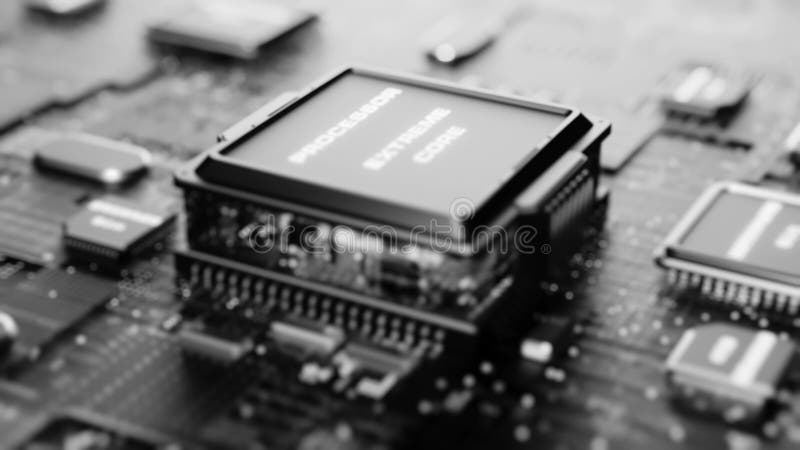 4K High Tech Macrohip with Computer Motherboard Stock Video - Video of ...