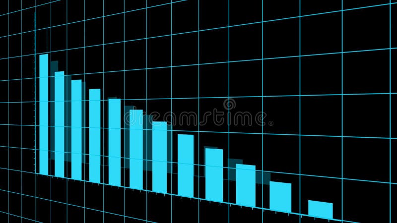 4k HUD Graph,Bar Graph Fall Down with Arrow,Business Digital Trend ...