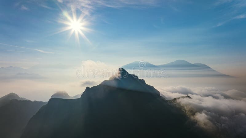 4K Hyperlapse Aerial View from Drone Flying Back from Mount Kelud Peak ...