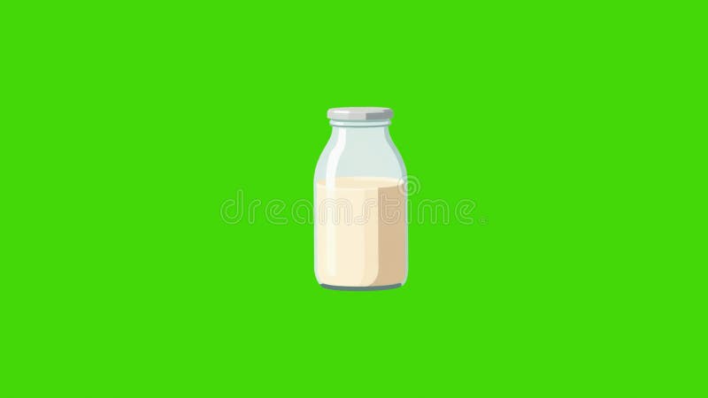 4k Icon of a Glass Jar with Milk Isolated on a Green Screen Stock Video ...