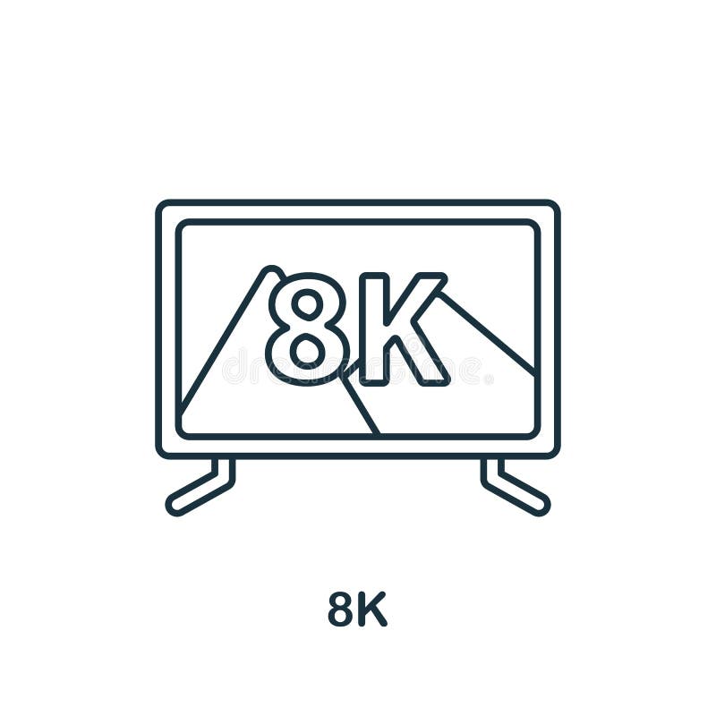 8K Icon. Line Simple Icon for Templates, Web Design and Infographics ...