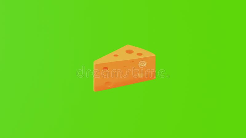 4k Icon of a Piece of Yellow Cheese Isolated on a Green Screen Stock ...