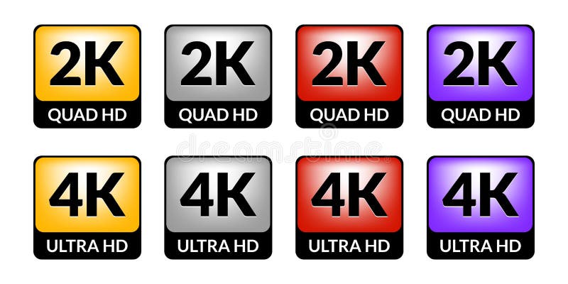 2k and 4k icon set stock vector. Illustration of quad - 219291611
