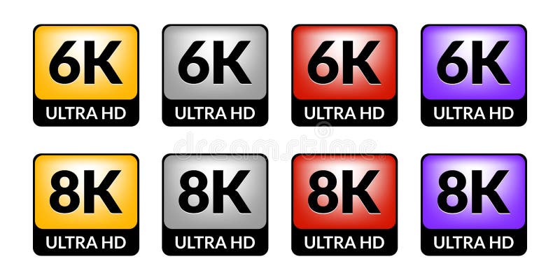 6k and 8k icon set stock vector. Illustration of full - 219698789