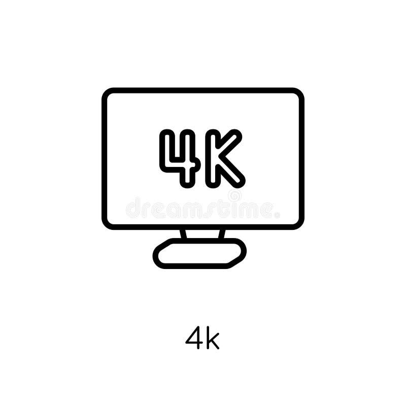 4k Icon. Trendy Modern Flat Linear Vector 4k Icon on White Background ...