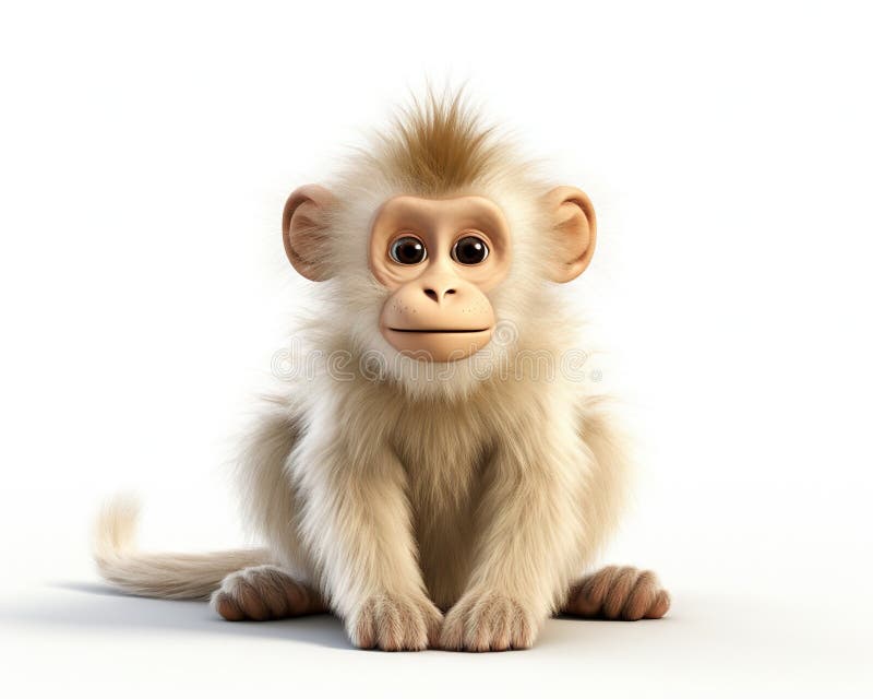 This 8k Image Features a Realistic Monkey on a White Background. Stock ...