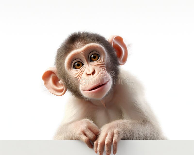 This 8k Image Features a Realistic Monkey on a White Background. Stock ...
