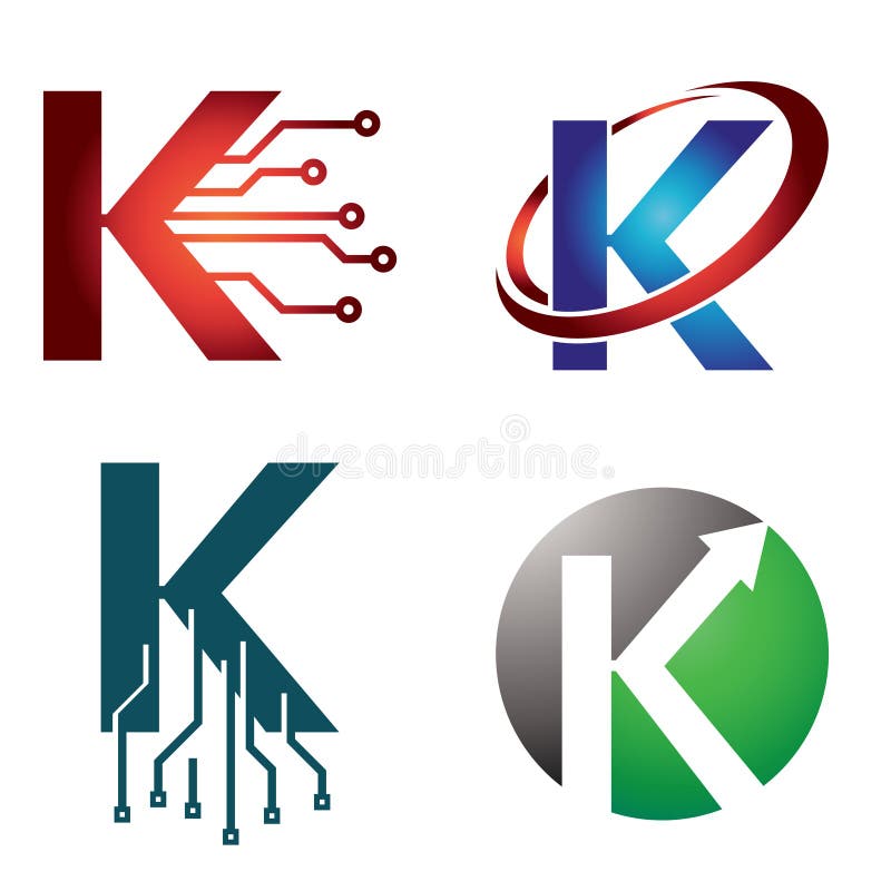 K - Initial Letter Technology and Internet Symbol Logo Collection Stock ...