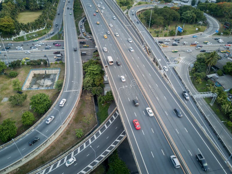 4K Intersection Highway Road with Traffic from Drone View Stock Photo ...