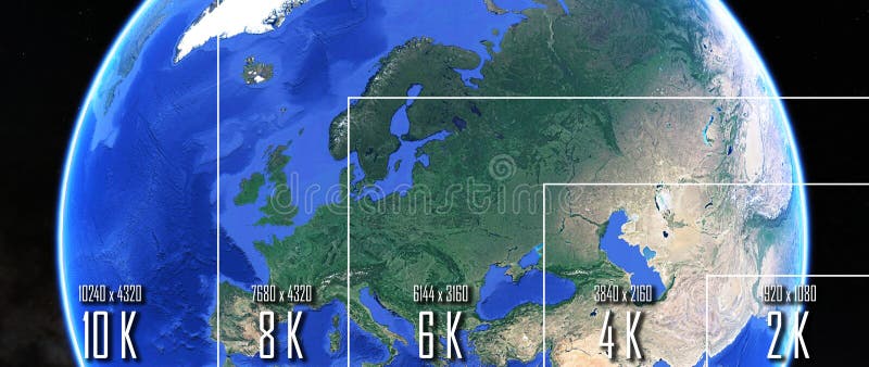 10K/ 8K/ 6K / 4K / 2K Tv Resolution Display with Comparison of ...