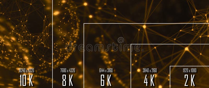 10K/ 8K/ 6K / 4K / 2K Tv Resolution Display with Comparison of ...