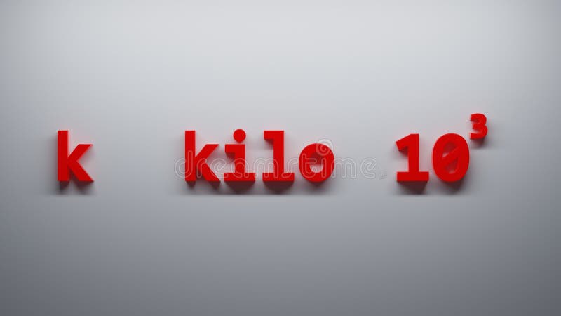 K Kilo 10 3 Metric Prefixes Numbers - 3D Render Illustration - White ...