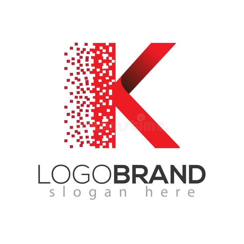 K Letter Data Tech Logo Concept. Letter with Data Vector Template Stock ...