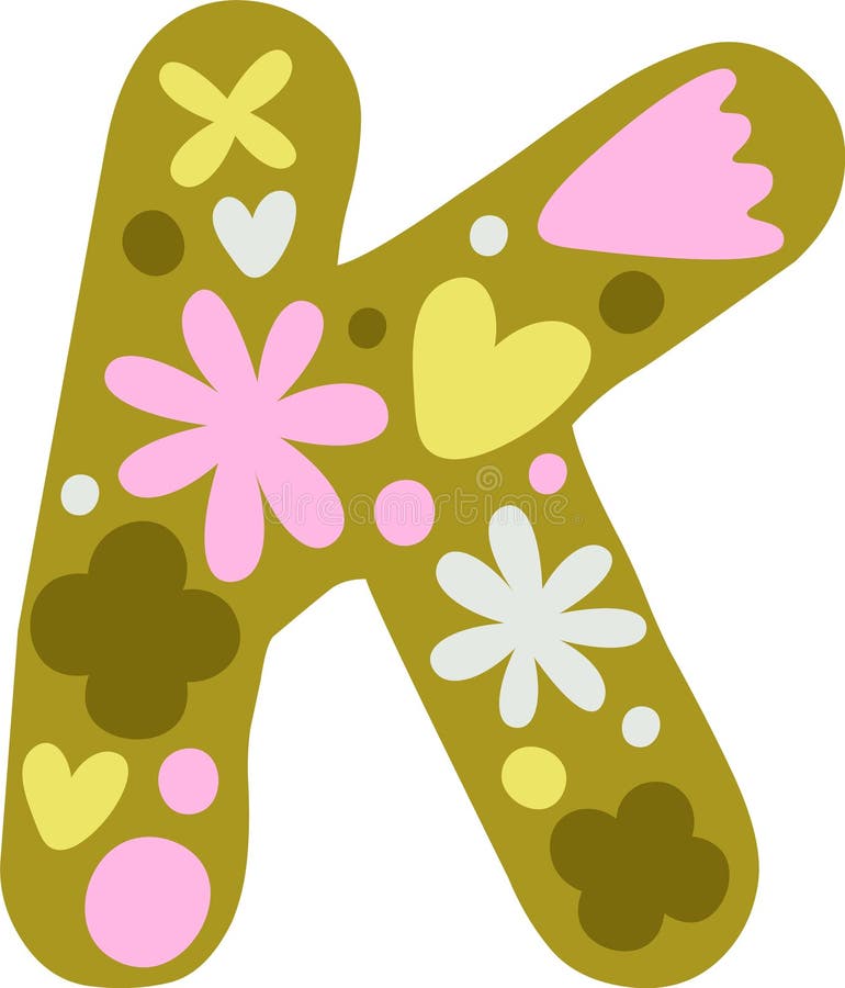 K Letter Floral Alphabet stock vector. Illustration of type - 309908482