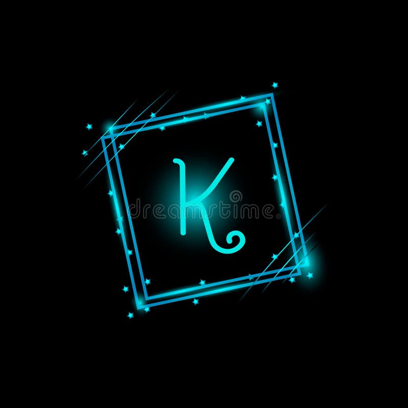 K Letter Glowing Logo Design in a Rectangle Banner Stock Vector ...