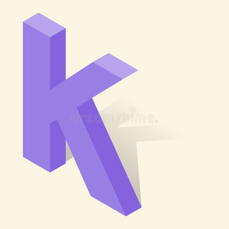 K Letter in Isometric 3d Style with Shadow Stock Vector - Illustration ...