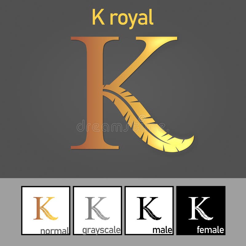 K Letter Logo Golden. Leaf Style - Vector Stock Vector - Illustration ...