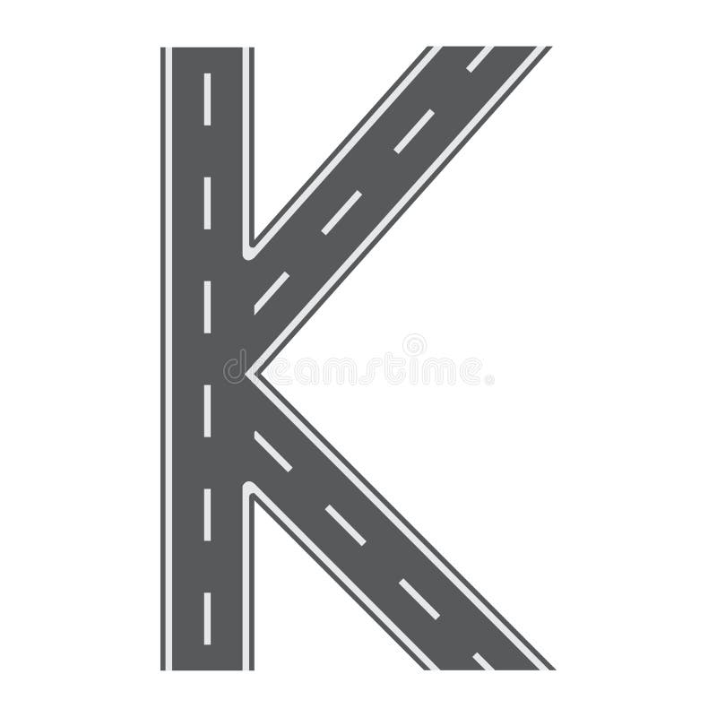 K Letter for Road or Street Font. Flat and Solid Color Vector ...