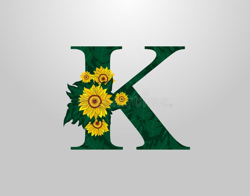 K Letter with Sunflower Vector Design. Flower K Logo Icon Stock ...