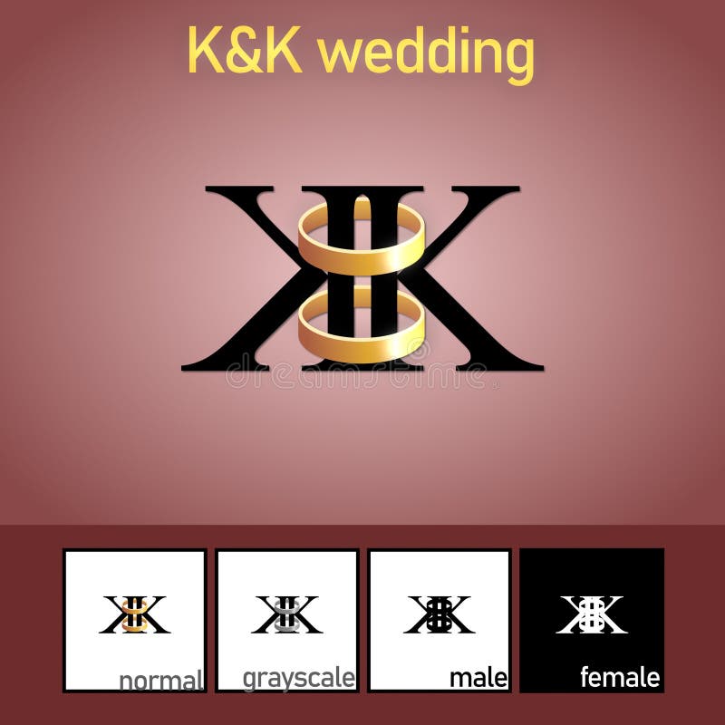 K and K Letter with Wedding Ring Logo. - Vector Stock Vector ...