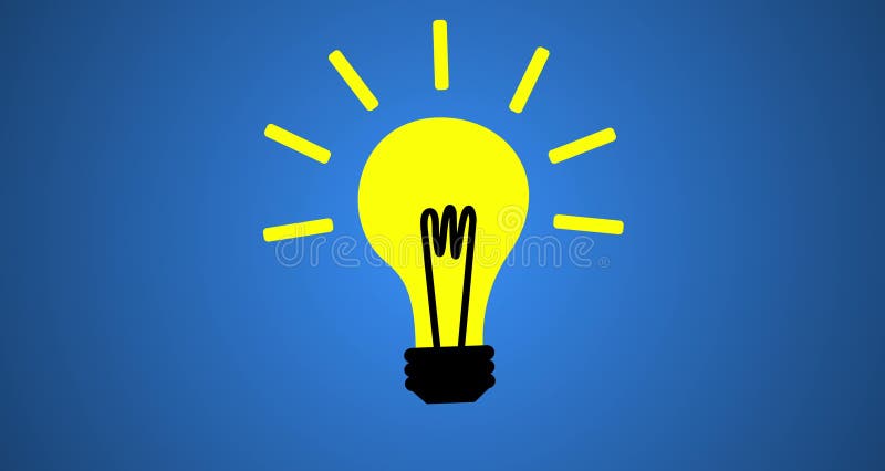 4k Light Bulb 2D Flat Vector Animation on Red Background with Alpha ...