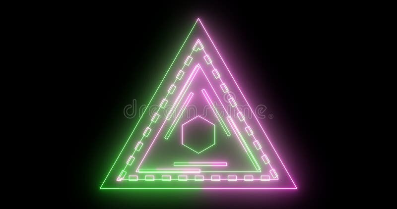 4K Loading Data Neon HUD Triangle Interfaces in an Alpha Channel. Stock ...