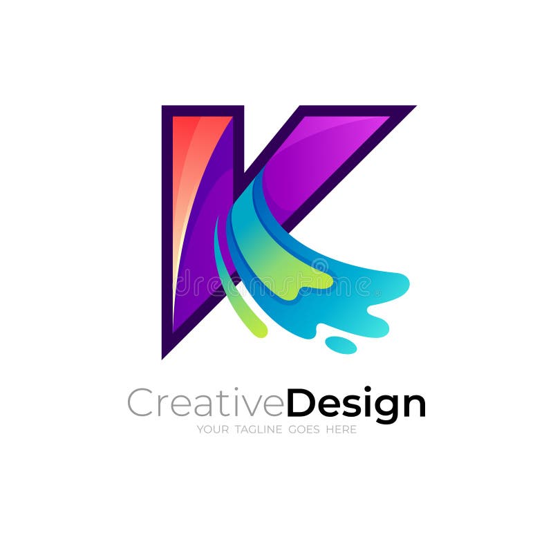 K Logo and Swoosh Design Vector, 3d Colorful Logos Stock Vector ...