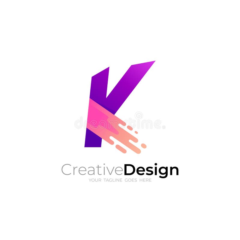 K Logo and Water Swoosh Design Vector, Purple Color Stock Vector ...