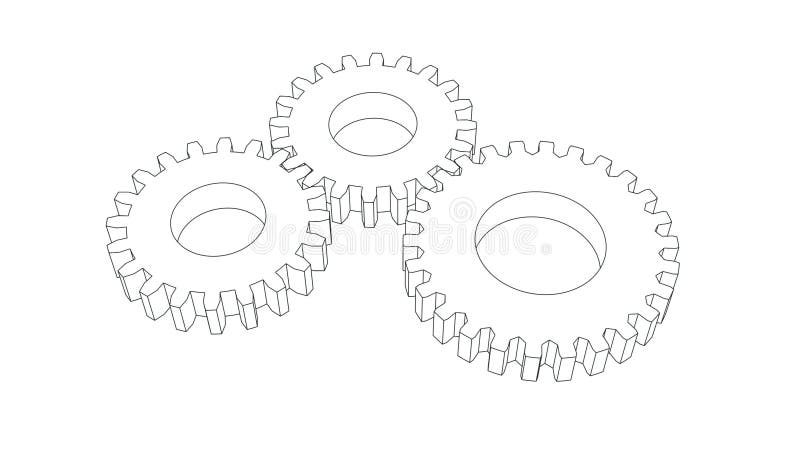 4k Loop Animation. Gear Wheels Rotating. Blueprint Gears Turning Stock ...
