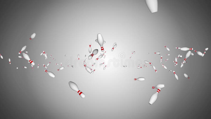 4K Loop Bowling Strike, Bowling Ball Knocks Down Bowling Pins. 3D ...