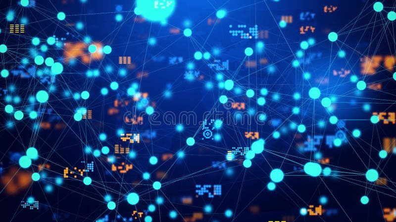 4K Loop Digital Network Data Nodes Transforming and Connection Lines ...