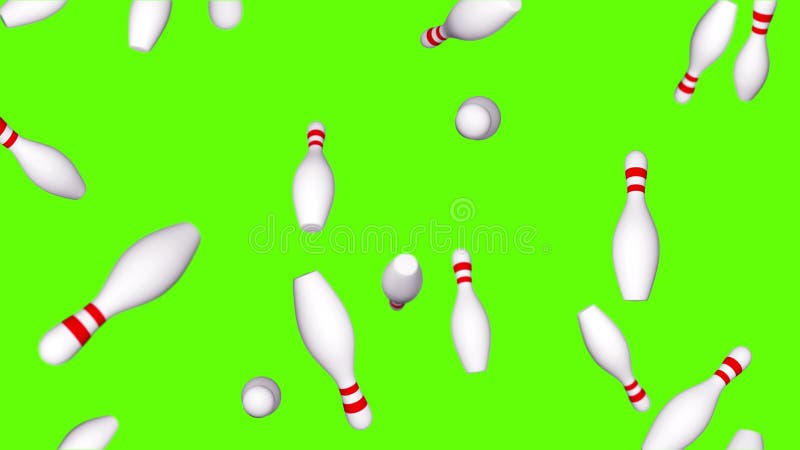 4K Loop Falling Bowling Pins 3D Animation of White Bowling Pins Filling ...