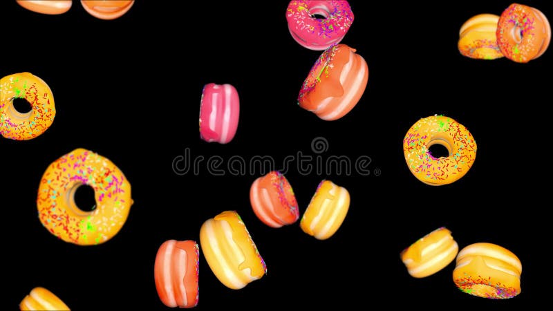 4K Loop Falling Frosting Donuts Background. Motion Graphics, Birthday ...