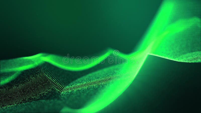 4k Looped Abstract Green Background of Glow Particles. a Hypnotic Green ...