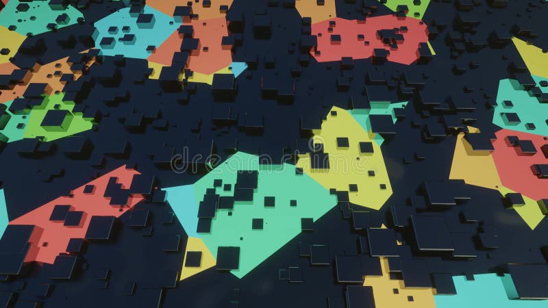 4k Looped Animation. Flight Over Hi Tech Pattern on Plane Surface, Neon ...