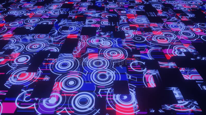 4k Looped Animation. Flight Over Hi Tech Pattern on Plane Surface, Neon ...